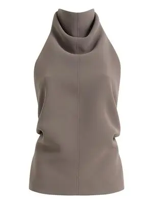 Khaite Khaite High Collar Crepe Sleeveless Top Grey
