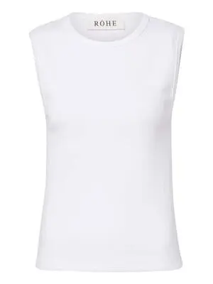 RÓHE Ribbed Knit Cotton-blend Jersey Tank Top - White