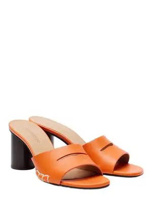 JW Anderson Loafer Leather Mules - Orange