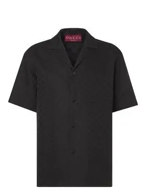 Gucci Gg Canvas Linen-blend Bowling Shirt - Black