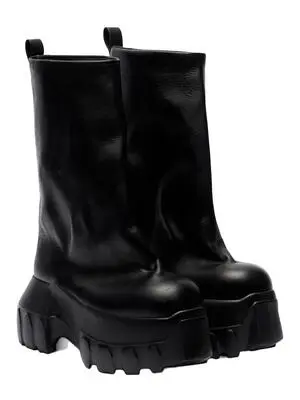 RICK OWENS Mega Tractor Leather Mid-Calf Boots