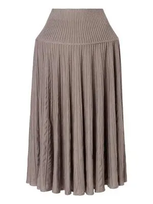 Alaïa Pleated Wool-blend Midi Skirt - Beige