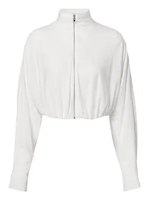 Alaïa Draped Mockneck Jersey Jacket - White
