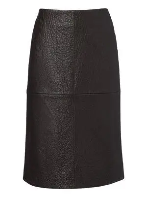 JOSEPH Pencil Leather Skirt - Brown