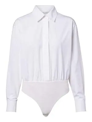 Max Mara Aere Cotton Poplin And Tulle Bodysuit - White