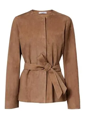Max Mara Belted Suede Jacket - Beige