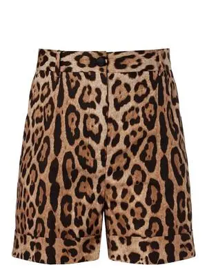 Dolce & Gabbana Leopard-print Cotton Bermuda Shorts - Brown