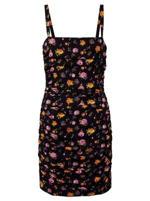 Dolce & Gabbana Floral Silk-blend Charmeuse Minidress - Black
