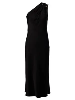 Max Mara Entrata Satin Midi Dress - Black