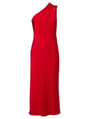 Max Mara Entrata Satin Midi Dress - Red