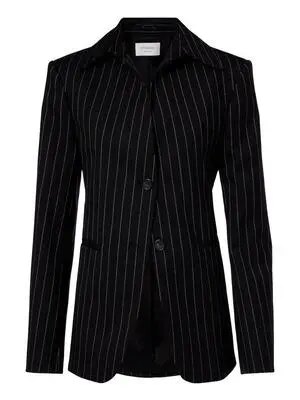 Sportmax Rive Striped Wool-blend Gabardine Blazer - Black