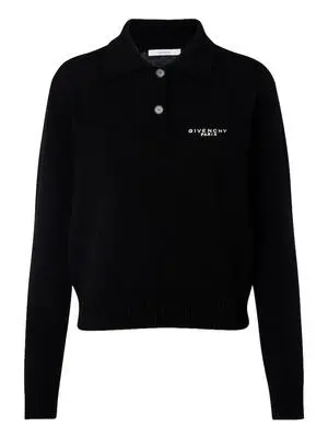 Givenchy Logo Wool And Cashmere Polo Sweater - Black