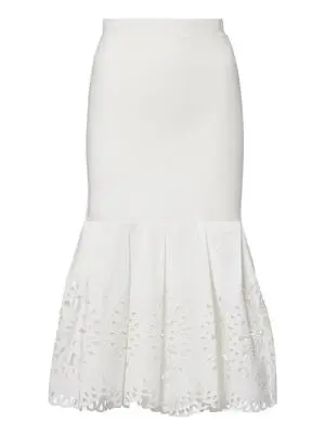 Simkhai Broderie Anglaise Midi Skirt - White