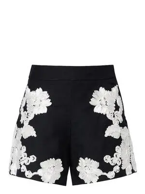 Simkhai Sammi Embroidered Linen-blend Shorts - Black