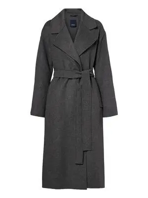 Max Mara Hobby Virgin Wool Wrap Coat - Grey