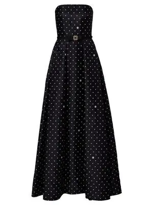 Elie Saab Belted Polka-dot Gown - Black