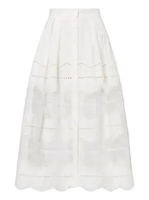 Elie Saab Organza-trimmed Cotton Midi Skirt - White