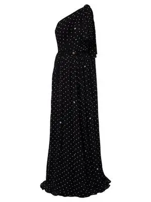 Elie Saab Polka-dot One-shoulder Gown - Black