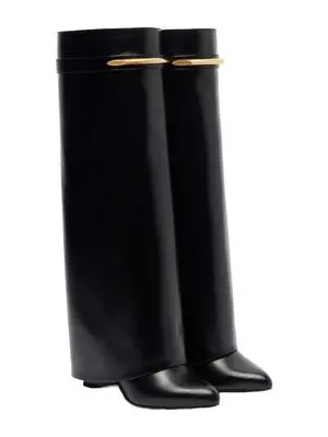 Givenchy Shark 95 Leather Knee-high Boots - Black
