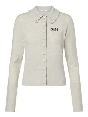 Chloé Logo Wool Cardigan - Grey