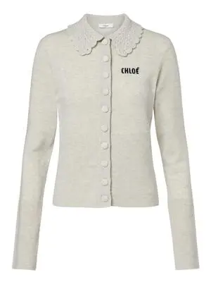 Chloé Logo Wool Cardigan - Grey