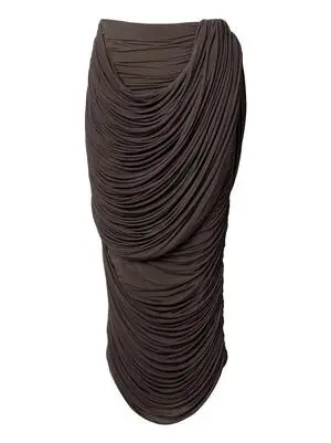 Magda Butrym Draped Jersey Midi Skirt - Brown