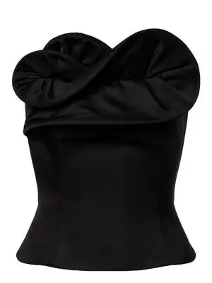 Magda Butrym Ruffled Wool And Silk Bustier Top - Black