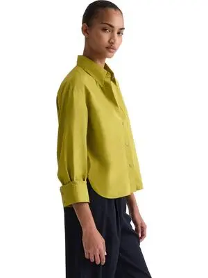TWP J. D. Shirt In Super Compact Poplin - Avocado Oil