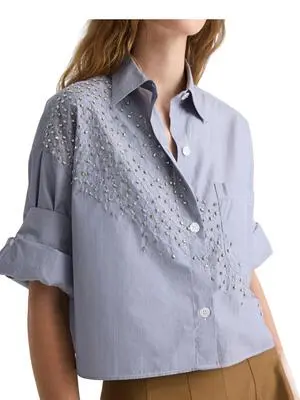 TWP Next Ex Crystal-embellished Shirt - White / Midnight