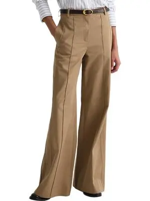 TWP Bond St. Wide-leg Trousers - British Khaki