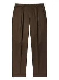 Paul Smith Stretch Cotton-twill Double-pleat Trousers - Brown