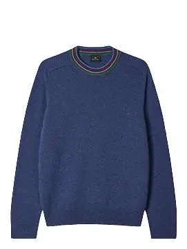 Paul Smith Mid Merino Wool 'sports Stripe' Sweater - Blue