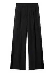 Paul Smith Linen-blend Wide-leg Trousers - Black