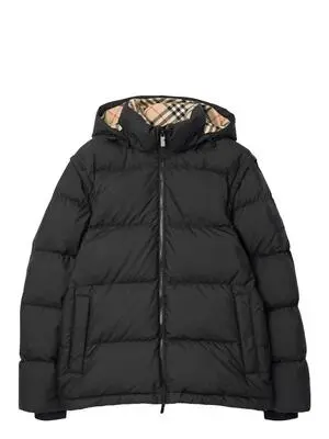 Burberry Detachable Sleeve Puffer Jacket With Knight Stamp - Black