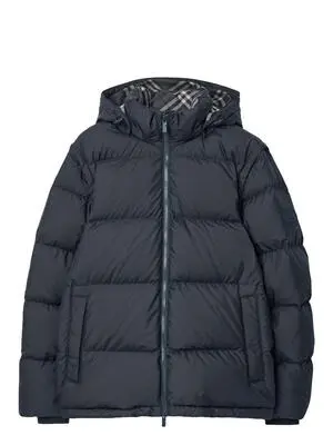 Burberry Detachable Sleeve Puffer Jacket With Knight Stamp - Navy