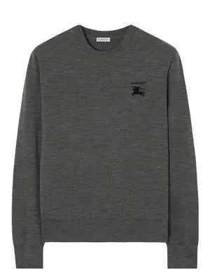 Burberry Wool Sweater With Equestrian Knight Design - Grey
