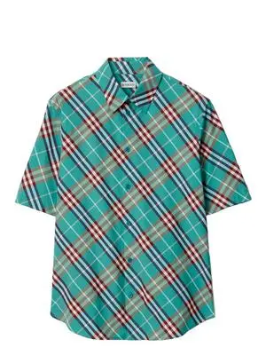 Burberry Relaxed Fit Check Cotton Shirt Atom Blue