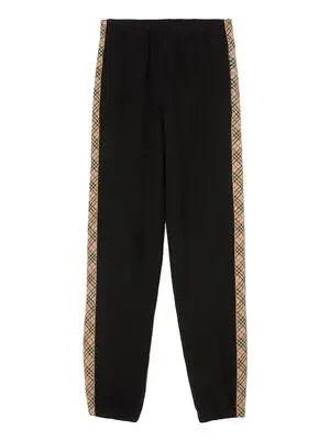Burberry Check Trim Cotton Jogging Pants - Black