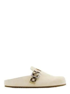 Burberry Burberry Suede Urchin Clogs With Check Detail Bake