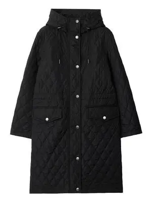 Burberry Quilted Nylon Hooded Coat - Black