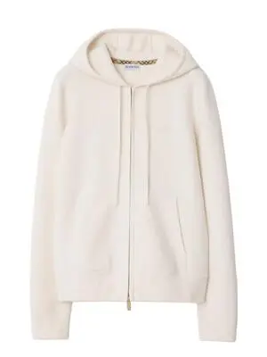 Burberry Burberry Cashmere Blend Zip Hoodie With Equestrian Knight Design Chalk