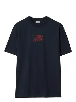 Burberry Knight Check Cotton T-shirt Navy