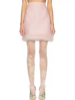 Valentino Garavani Feather-trimmed Skirt - Rose