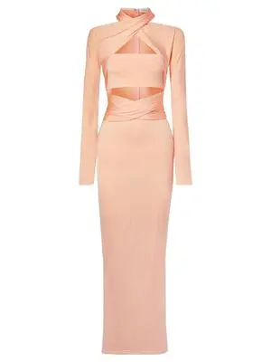 Lapointe Cutout Stretch Satin-jersey Gown - Pastel Orange