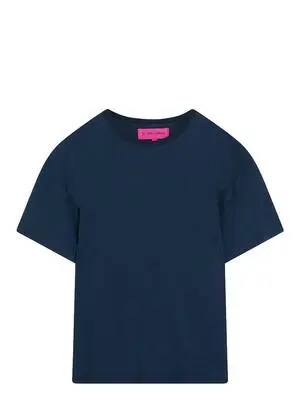 THE ELDER STATESMAN Solid Cotton And Linenblend Jersey Tshirt Navy