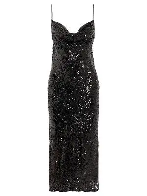 Lapointe Draped Sequined Chiffon Midi Dress - Black