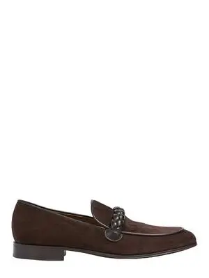 GIANVITO ROSSI Belem Leather-trimmed Suede Loafers - Chocolate
