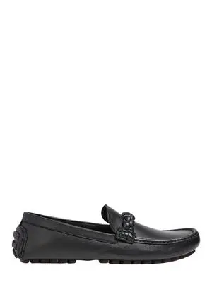 GIANVITO ROSSI Monza Braid-Trimmed Leather Loafers Black