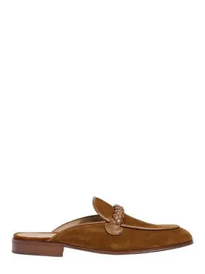 GIANVITO ROSSI Belem Leather-trimmed Suede Slippers - Camel
