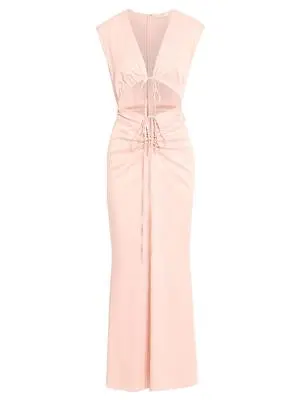 Lapointe Satin Maxi Dress With Ruched Cutout - Pastel Pink